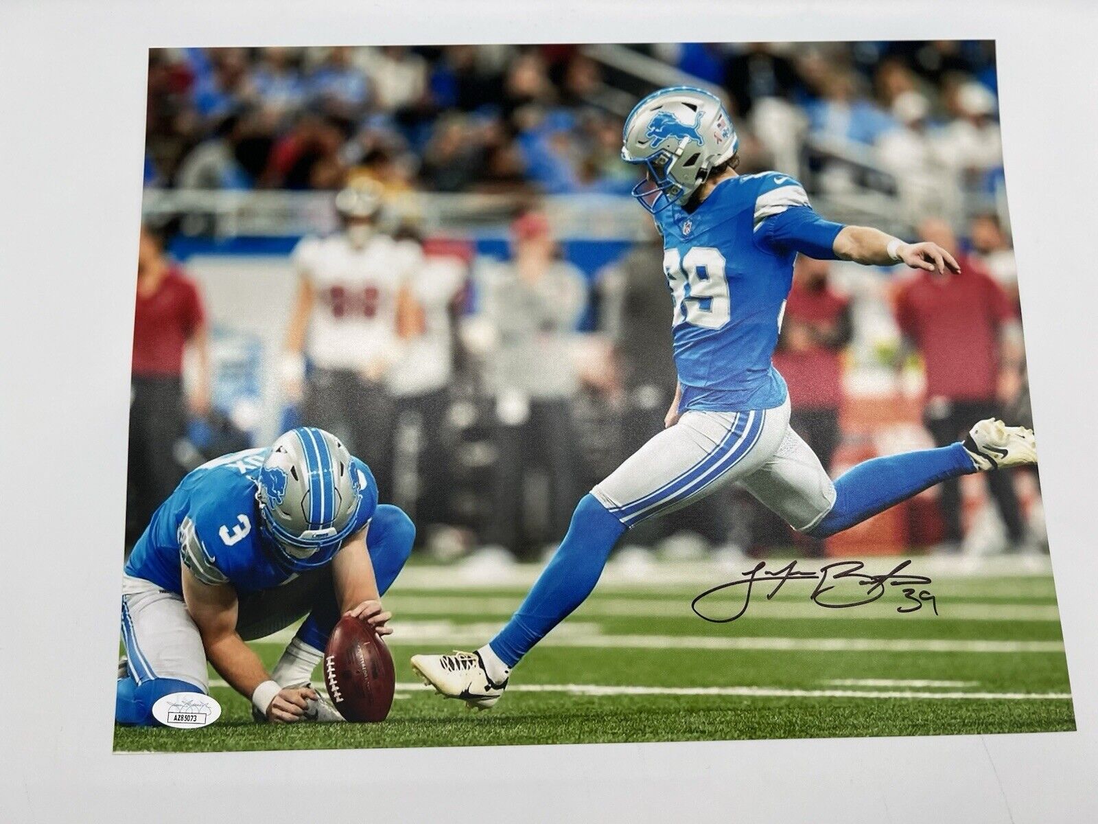 Jake Bates Autographed 8x10 Detroit Lions JSA WITNESS CoA – JMC Sports