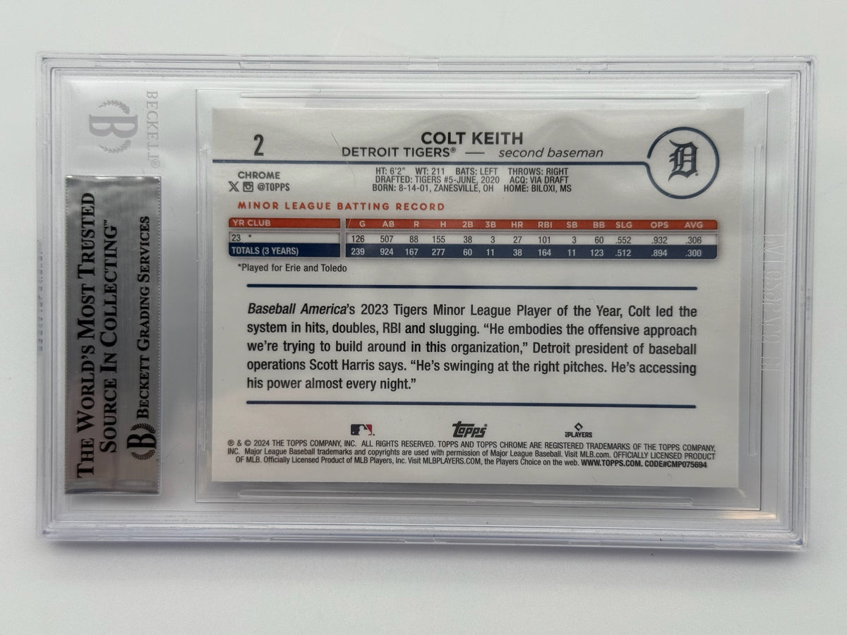 Colt Keith Autographed Detroit Tigers Rookie Baseball Card Beckett CoA ...